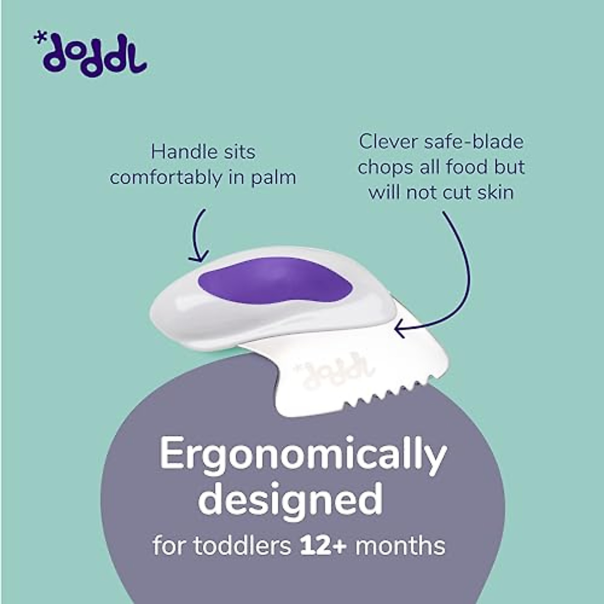 doddl Toddler Utensils, Ergonomic Fork Spoon and Knife Set for Self Feeding, Stainless Steel Silverware for 1-3 Year Olds, BPA Free, Dishwasher Safe (Magenta)