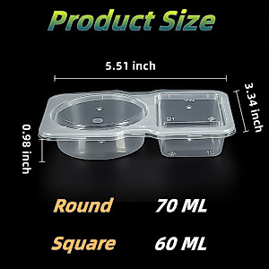 Fayino 20 PCS Double Compartment Condiment Containers with Lids, Portable Reusable Sauce Container 2 Compartment Snack Container for to-go Sauce, Sampling, Travel Snack