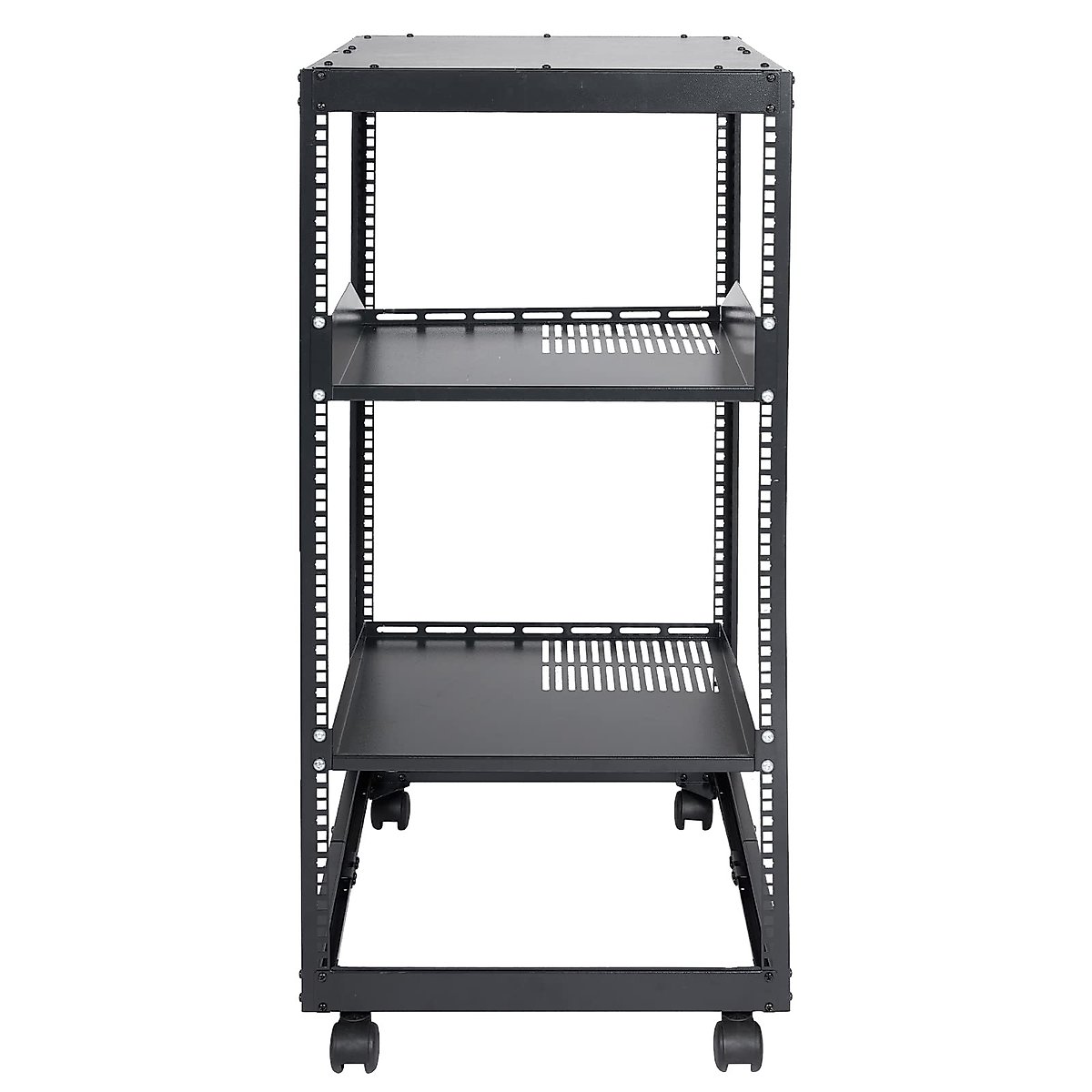 VEVOR 20U Open Frame Server Rack, 23''-40'' Adjustable Depth, Free Standing or Wall Mount Network Server Rack, 4 Post AV Rack with Casters, Holds All Your Networking IT Equipment AV Gear Router Modem