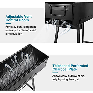 IRONWALLS Portable Charcoal Grill 32 Inch, Black Folding Stainless Steel Barbecue Grill for Outdoor Cooking, Large Lamb Skewer Grill for Patio, Party, Picnic, Travel, Camping, Home & Commercial Use