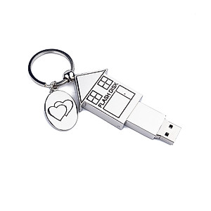 ANGROC 5PCS Folding Metal House Shaped USB 3.0 16GB USB Flash Drive Memory Stick Fold Storage Stick Pen-(Silver)