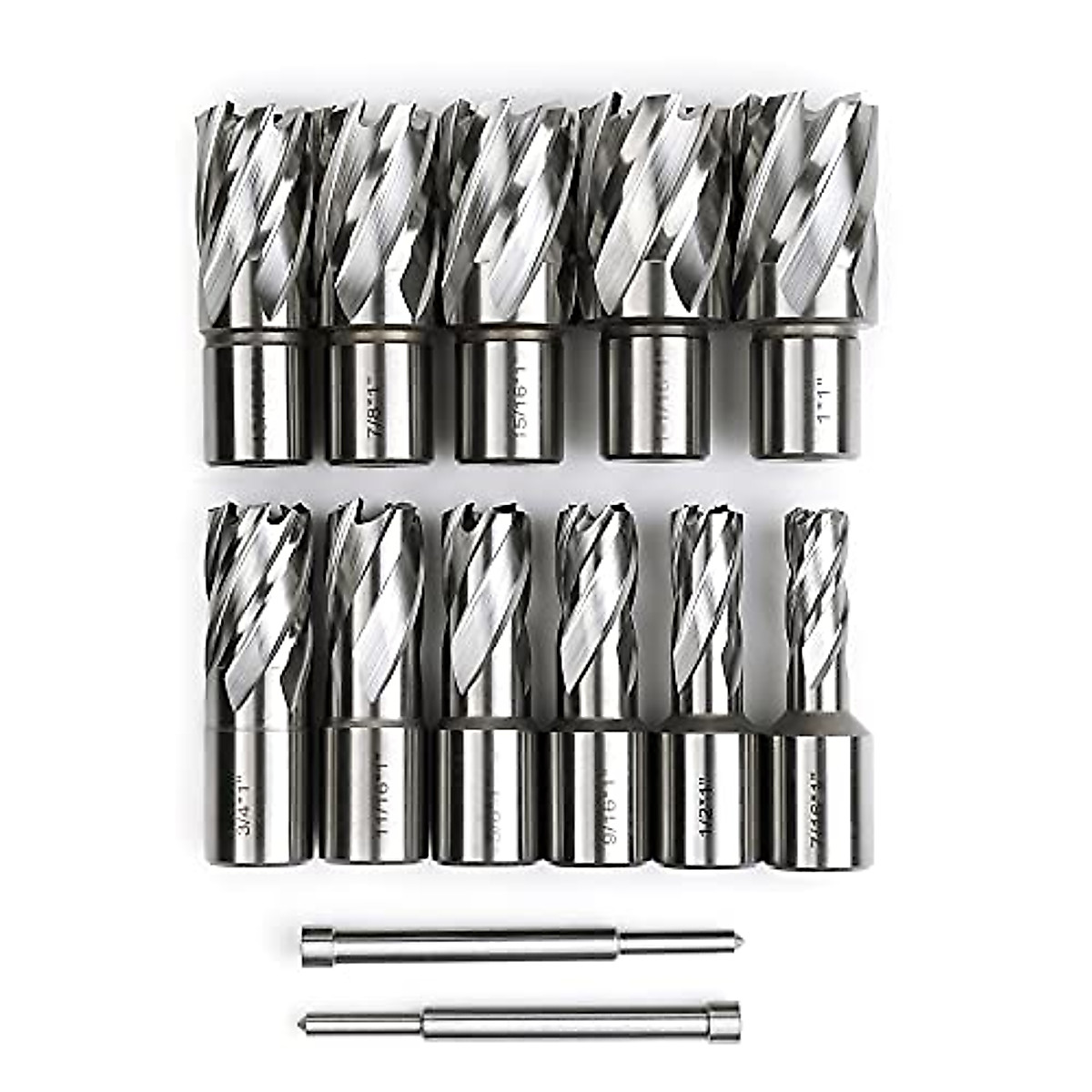 OSCARBIDE Annular Cutter Set 13pcs 3/4"Weldon Shank 1"Cutting Depth and 7/16 to 1-1/16 inch Cutting Diameter Mag Drill Bits for Magnetic Drill Press with 2 pcs Pilot Pins