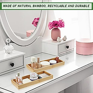 2 Pcs Bamboo Bathroom Tray Toilet Paper Storage Toilet Tank Tray Toilet Tissue Holder Organizer Box Basket with Silicone Slip Resistant at 4 Corners for Tank Kitchen Counter (11 x 4X 1 Inch)