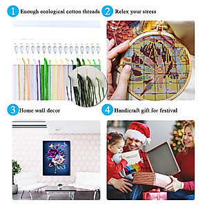 LWZAYS Cross Stitch Kits-Stamped Cross Stitch Kits for Beginners Adults 12x16inch Landscape Counted DIY Embroidery Needlepoint Kits Home Decor (YS13)