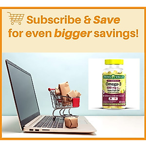 Omega-3 Fish Oil Softgels, 500 mg, DHA, EPA, 60 ct. + Vitamin Pouch and Guide to Supplements