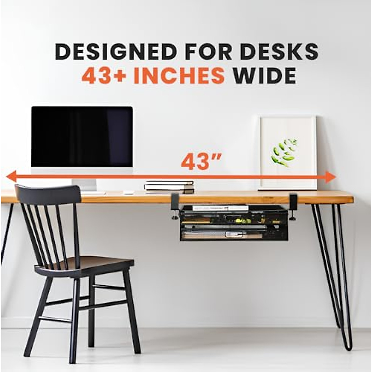 Under Desk Drawer Organizer Clamp-On, Mesh Metal Desk Drawer Attachment, 2 Drawer Slide Out, On Desk Or Under Desk Organizer For Office Supplies & Home Essentials