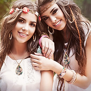 Kenning 4 Pcs Acrylic Jewelry Set for Women Statement Boho Resin Earrings Necklace Bracelet Stylish Jewelry Set for Women(Water Drop)