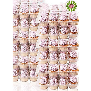 (12Pack x 12 Sets) STACK'nGO Cupcake Carriers - Sturdy Strong High Tall Dome Containers Plastic Disposable Storage Boxes Dozen Compartments Slots Holder Cupcakes Box Tray Container Cup Cake Holders