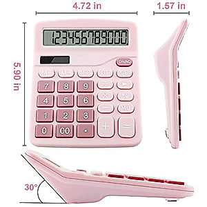 Podokas Office Calculators Desktop, 12-Digit Battery Dual Power Cute Calculator with Large LCD Display Big Button for Office Home and School (Pink)