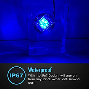 TCTAuto Blue Marine LED Lights for Boats Courtesy Cabin Stern Transom Interior Navigation Lights 3 Inch 6-2835-SMD LEDs 12V Round with Clear Lens Waterproof, Pack of 4