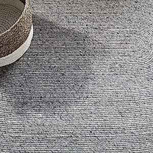 SAFAVIEH Braided Collection 4' x 6' Oval Grey BRD901F Handmade Country Cottage Reversible Wool Entryway Foyer Living Room Bedroom Kitchen Area Rug