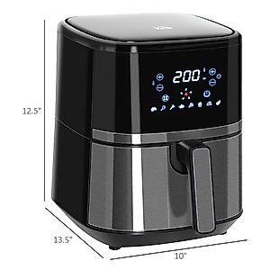 HOMCOM Air Fryer 4.7Qt, 4-in-1 Hot Oven with Air Fry, Roast, Broil, Crisp, Bake Function, Digital Touchscreen, 60-Min Timer, 8 Preset and Nonstick Basket, BPA Free