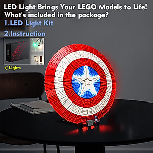 VONADO LED Light Kit Compatible with Lego Captain America's Shield 76262, DIY Creative Lighting Set Accessories Compatible with Lego 76262 Building Set (Lights Only, No Models)