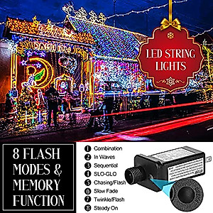 Quntis Christmas Tree Lights Multicolor, 328FT 1000 LED Diamond Cluster Christmas Lights 8 Modes Waterproof Outdoor String Lights with Timer & Memory for Yard Holiday Party Garden Patio Wedding Decor