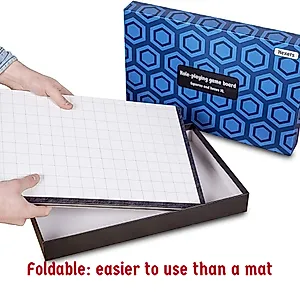 Hexers XL Role-Playing Game Board, Vinyl Mat Alternative Compatible with Dungeons and Dragons DND, Pathfinder, RPG, 44 inches on 34 inches with 1 inch Squares and Hexes, Foldable and Dry Erase
