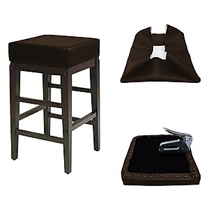 Bar Stool Covers Square Backless Heavy Duty Indoor/Outdoor Vinyl Only Replacement, Staple On Installation, Waterproof Stool Seat Covers - (15 x 15 inchs, Espresso)