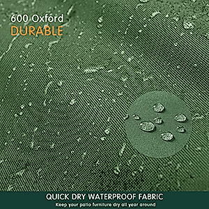 CHUN YI Patio Sofa Cover, Heavy-Duty Patio Bench Cover, UV-Coated Ultra-Durable Outdoor Furniture Sofa Cover for Lawn Garden with Air Vent 3-Seater (64" Wx26 Dx35 H,Green)