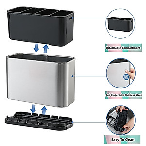 LIBODOUR Silverware Organizer Kitchen Utensil Holder For Counter Stainless Steel Caddy 4 Compartments Organizer Capacity Flatware Spoon Fork Tool Cutlery Holder