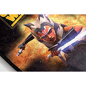 Jay Franco Star Wars Clone Wars Fierce Blanket - Measures 62 x 90 inches, Kids Bedding Features Ahsoka Tano - Fade Resistant Super Soft Fleece