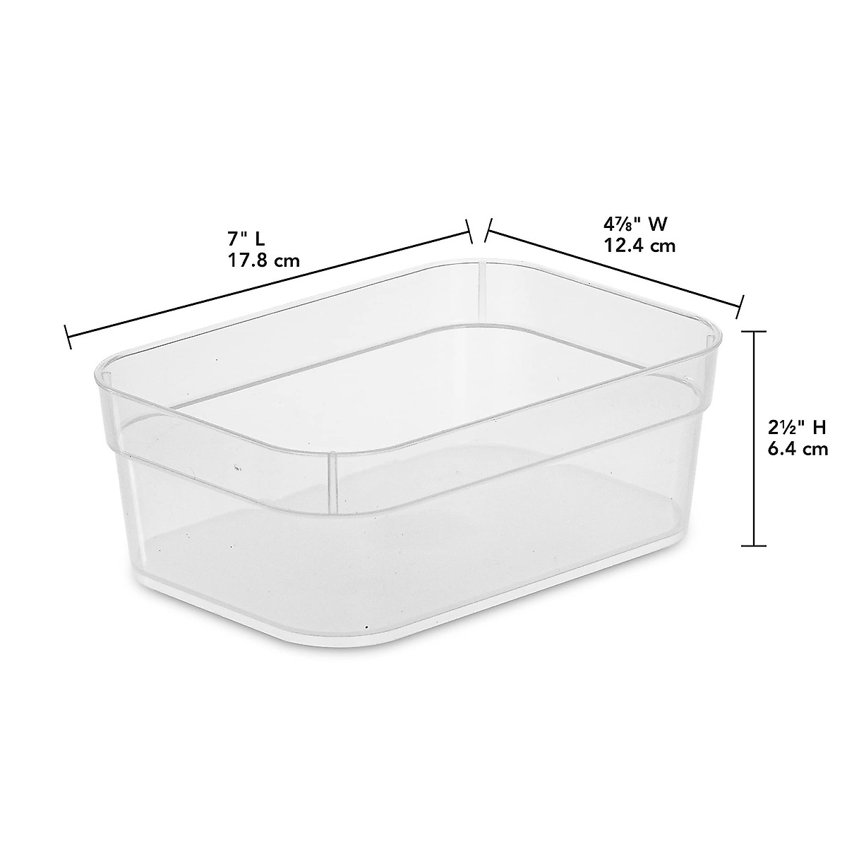 Sterilite 13558608 Medium Storage Trays with Sturdy Banded Rim and Textured Bottom for Desktop and Drawer Organizing, 3-Pack, Clear