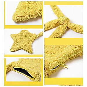Y2K Furry Purse Star Shaped Shoulder Bag Faux Fur Pentagram Handbag Fluffy Tote Plush Crossbody Bag for Women Girls