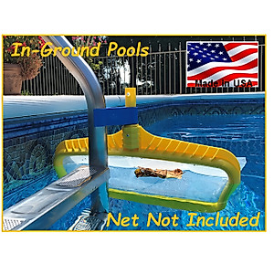 Leaf Bone - Leaf Net Skimmer Clip, In-Ground Swimming Pools and ONLY 1.9" Steel Ladder Handrails (Net Not Included), Leaf Rake Ladder Attachment