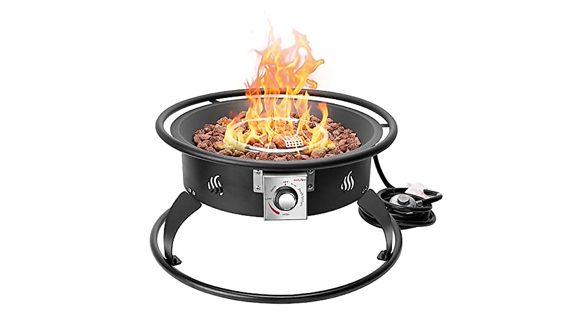 Portable Outdoor Fire Pit - 22-Inch Propane Fire Bowl with 55,000 BTU