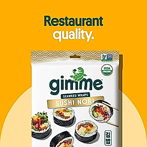 gimMe Organic Roasted Seaweed - Restaurant-style Sushi Nori Sheets - 0.81 Ounce