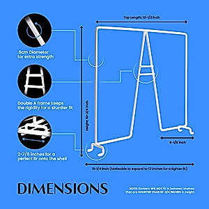 TitanSecure 8 PK White Wire Shelf Dividers for Closets on 12" Wire Shelves - Sturdiest Closet Organizer Takes Seconds to Install. Organize Your Bedroom, Bathroom and Much More