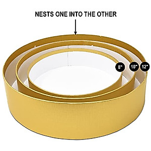 Set of 3 Gold Cake Stand Holder Round Cardboard Cakes Stands, 8" 10" 12" Dessert Display Cupcake Stands Pastry Base Plate Tray Decorative Centerpiece for Baby Shower Wedding Birthday Party Table Decor