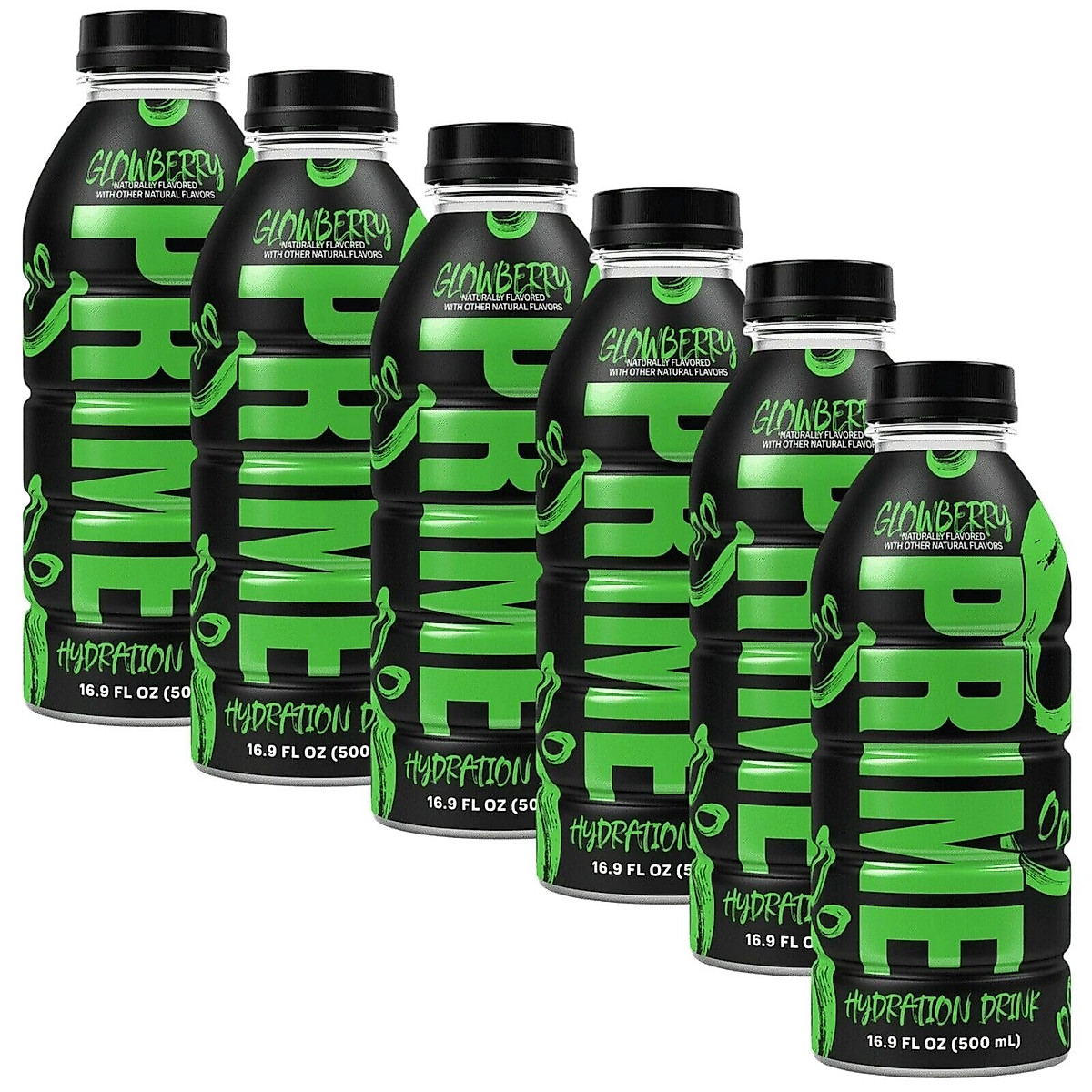Prime Hydration Sports Drink by Logan Paul & KSI Glowberry - 500ml Bottle 6 Pack