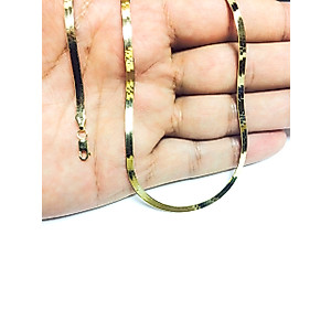 Jewelry Affairs 14k Yellow Real Solid Gold Imperial Herringbone Chain Necklace, 3.0mm, 20"