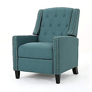 GDFStudio Izaak Tufted Back Fabric Recliner Chair (Dark Teal)