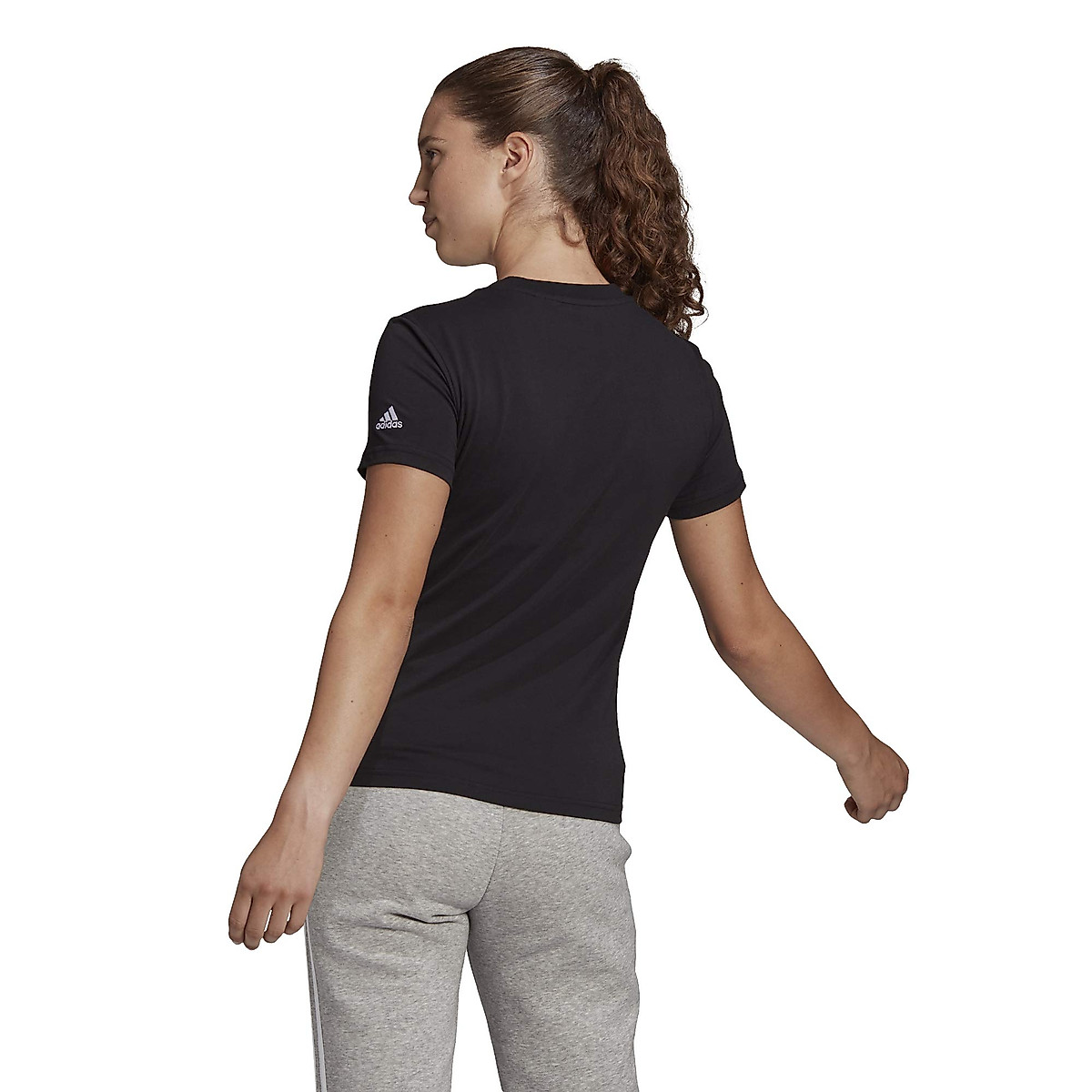 adidas womens Linear T-Shirt Black/White Small