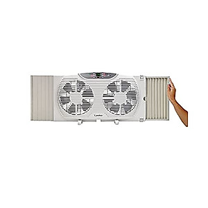 Lasko Electrically Reversible Twin Window Fan with Remote Control, 9 INCH, White