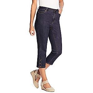 Woman Within Women's Plus Size Perfect Denim Capri with Button Trim - 22 W, Light Wash Blue