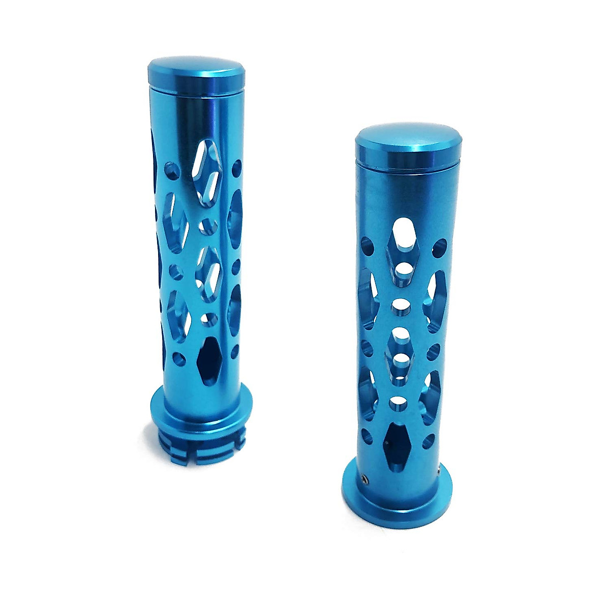 HongK- Diamond Hollow Out 22mm 7/8 inch Blue Handle Bar Hand Grip Compatible with Harley-Davidson Cruiser Chopper and Japanese Motorcycle [P/N: TRHB122-A-22]