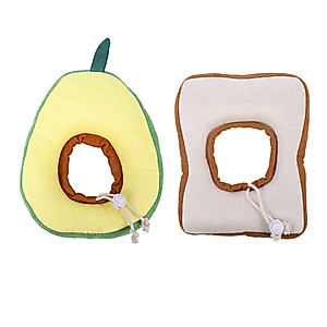 Moguer 2Pcs Adjustable Cat Recovery Collar, Cute Neck Cone After Surgery, Dog Cones Wound Healing Protective Cone Elizabethan Collars Soft Edge for Kitten