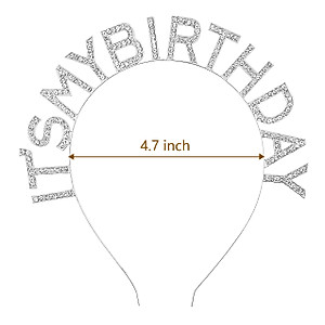 Coucoland Happy Birthday Crown Headband Crystal Rhinestone Princess Birthday Headpiece It Is My birthday Headband for Women (Crystal My Birthday-Silver)