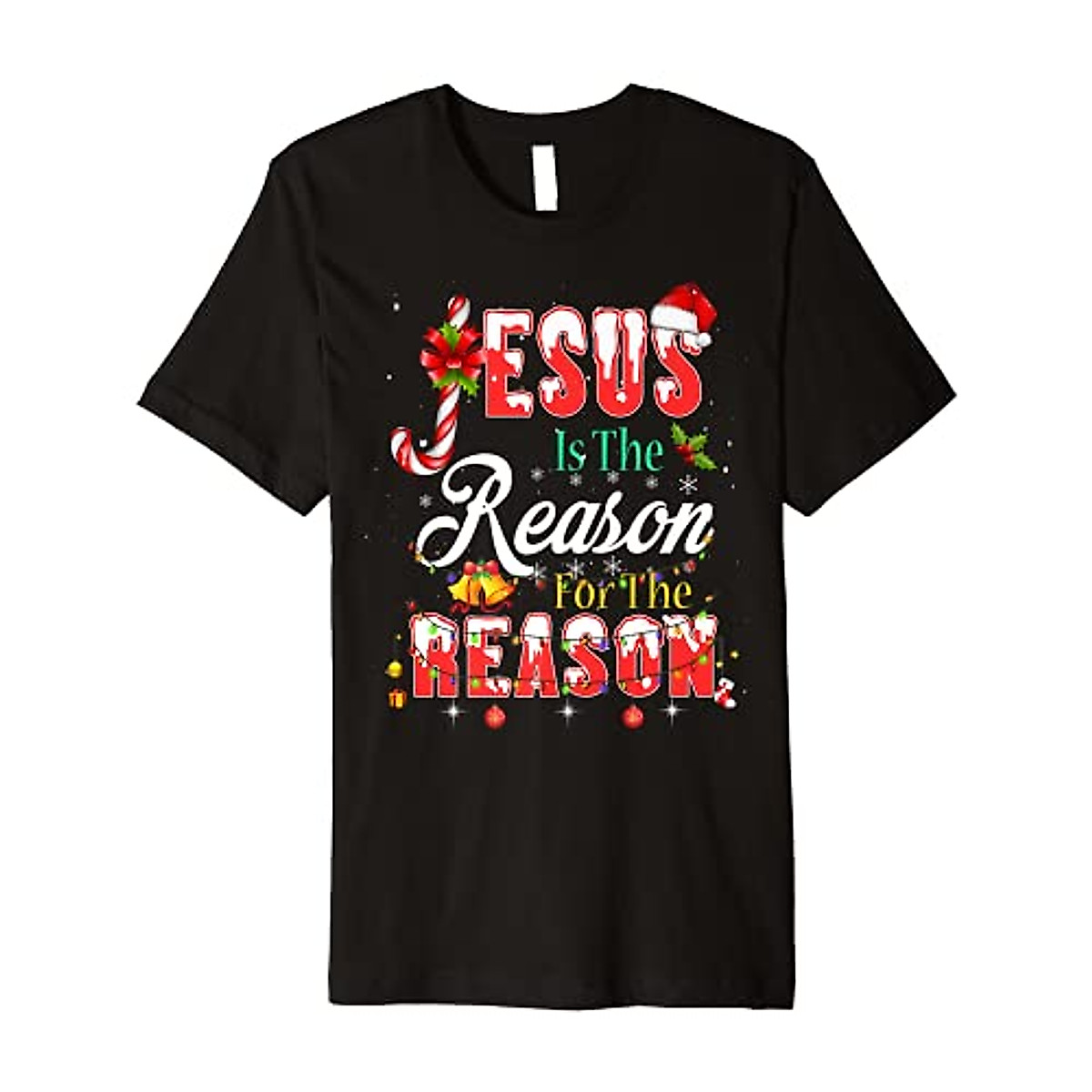 Christian Jesus The Reason Christmas Stocking Stuffer Premium T-Shirt