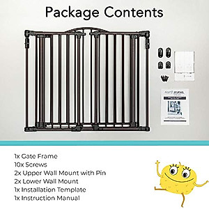 Toddleroo by North States 72” wide Deluxe Décor Baby Gate: Sturdy safety gate with one hand operation. Hardware Mount. Fits 38.3 - 72” Wide. (30" Tall, Matte Bronze)