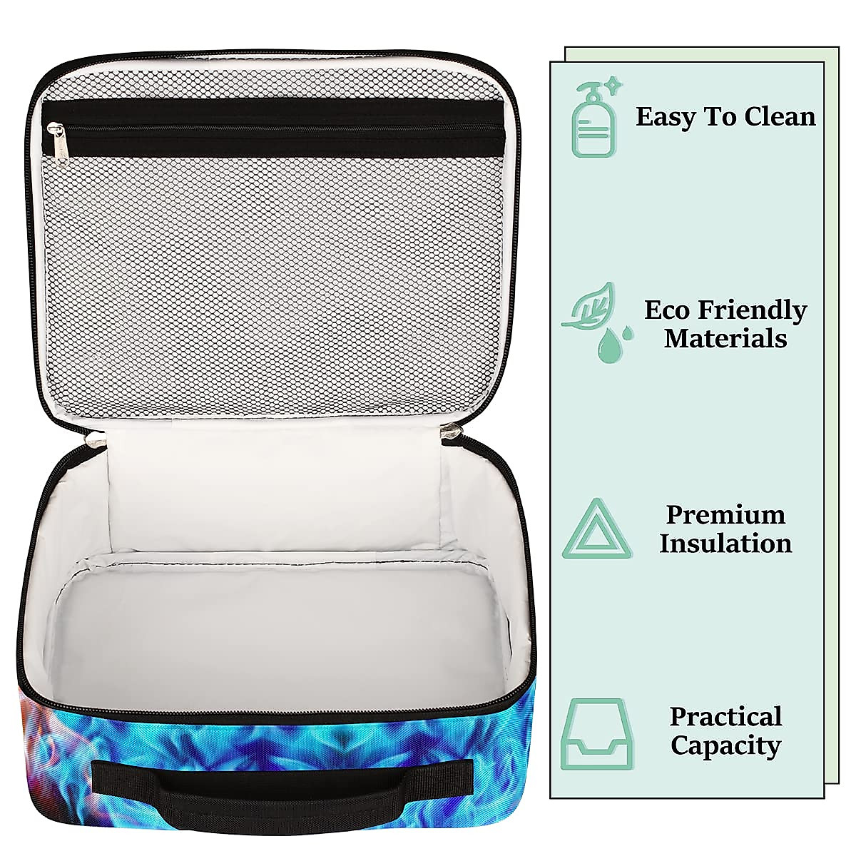 WMWXER Lunch Box for Boys and Girls Pirate Ship Ocean Insulated Lunch Box Bag Water-Resistant Reusable Thermal Lunchbox Cooler Tote with Mesh Pocket for Women Men Picnic Work School