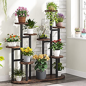 Tribesigns Plant Stand Indoor, Multi-Tiered 11 Potted Plant Shelf Flower Stands, Tall Plant Rack Display Holder Planter Organizer for Garden Balcony Living Room, Rustic Brown