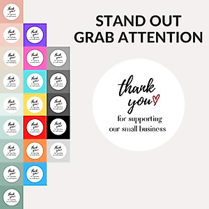 Mobiusea Party Thank You Stickers Roll | Thank You for Supporting Our Small Business |1.5 inch | Waterproof | 500 Labels for Packaging, Mailer Seal Stickers | Black and White Design