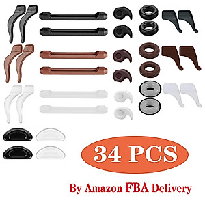 34PCS Eyeglasses Retainers Silicone Glasses Temple Holders Anti-slip Protectors Comfort Eyewear Spectacle Stay Put Glasses Stoppers Ear Grip Hooks… (Eyeglasses Retainers-34PCS)