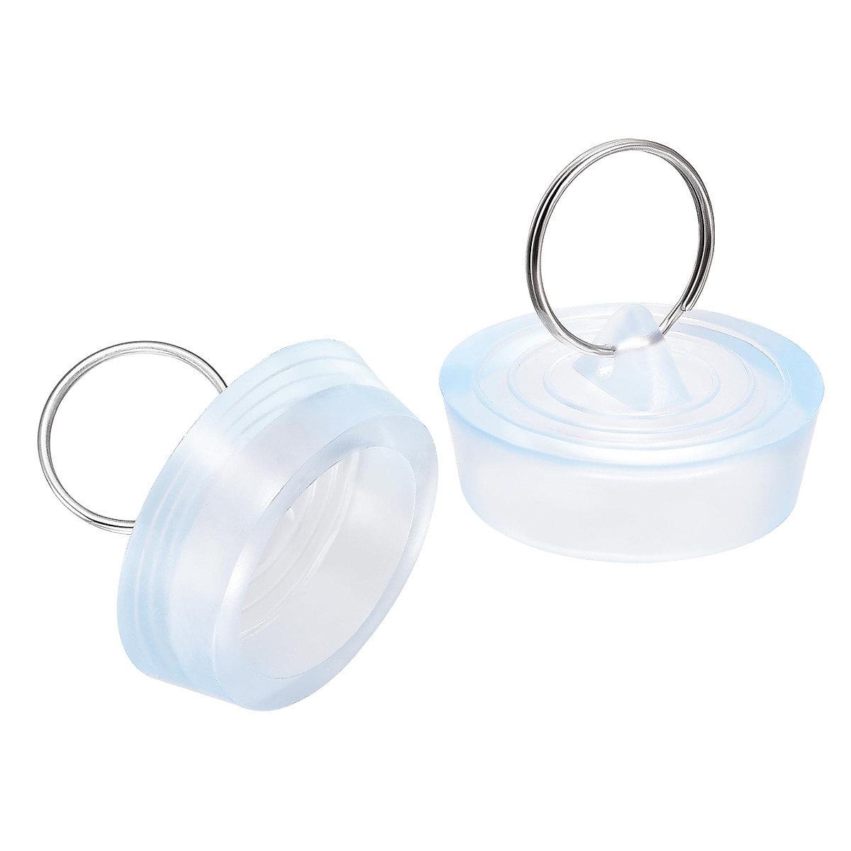 uxcell Rubber Sink Plug, Drain Stopper Clear Blue Fit 38-40mm with Hanging Ring for Bathtub Kitchen and Bathroom 2 Pcs