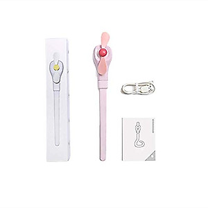 Kbinter Woman Man Boy Girl Mini Handheld Stroller Fan, 500mAh Portable Baby Car Seat Fan Flexible Tripod Fix Clip on Stroller, USB or Battery Powered Rechargeable Desk Fan 2 PACK (GREEN+PINK)