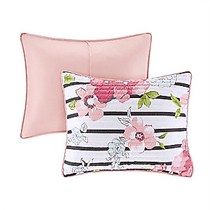 Comfort Spaces Quilt Set Novelty Design All Season Lightweight Coverlet Bedding Bedspread Kids, Teens Girls Bedroom Decor, Zoe Flower Pink, Twin/Twin XL, 2 Piece