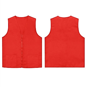 TopTie Adult Volunteer Activity Vest Supermarket Uniform Vests Clerk Workwear-Red-XXL