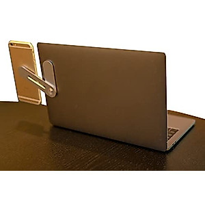 Magnetic Laptop Phone Holder | Side Mount Clip Stand Computer Monitor Expansion Bracket Slim Portable Foldable Smartphone Improve Office Efficiency, Silver